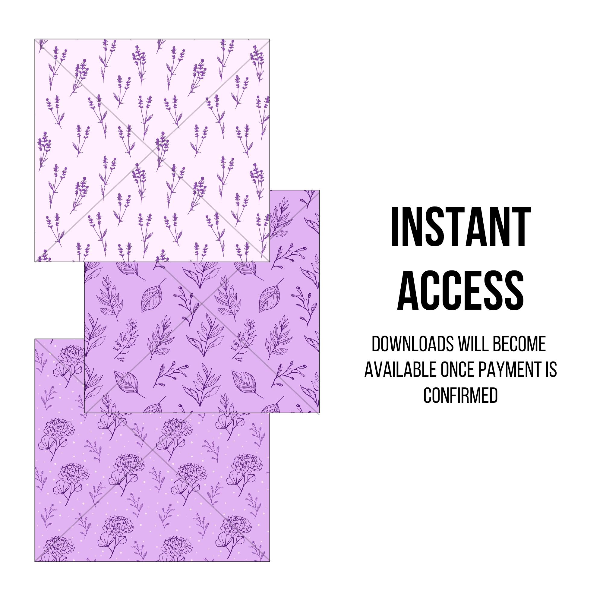 12 Purple Florals Digital Paper: Seamless, Printable, Free for Personal ...