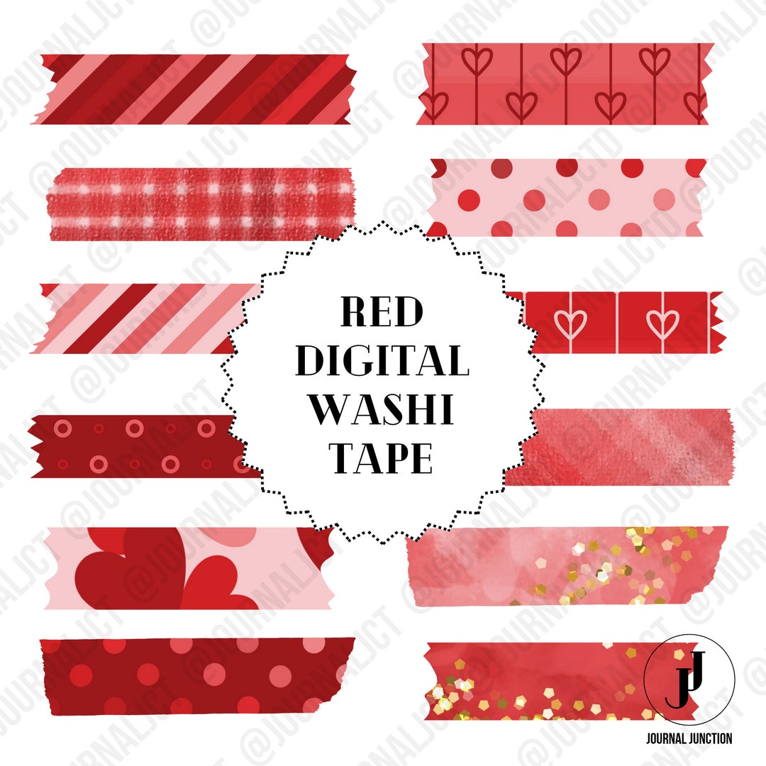 12 Red Digital Washi Tape Clip Art: Goodnotes Compatible, Printable ...