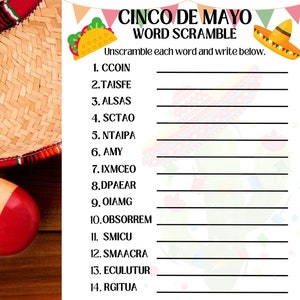 Cinco De Mayo Word Scramble, Activity Worksheet, Fun, Games, School ...