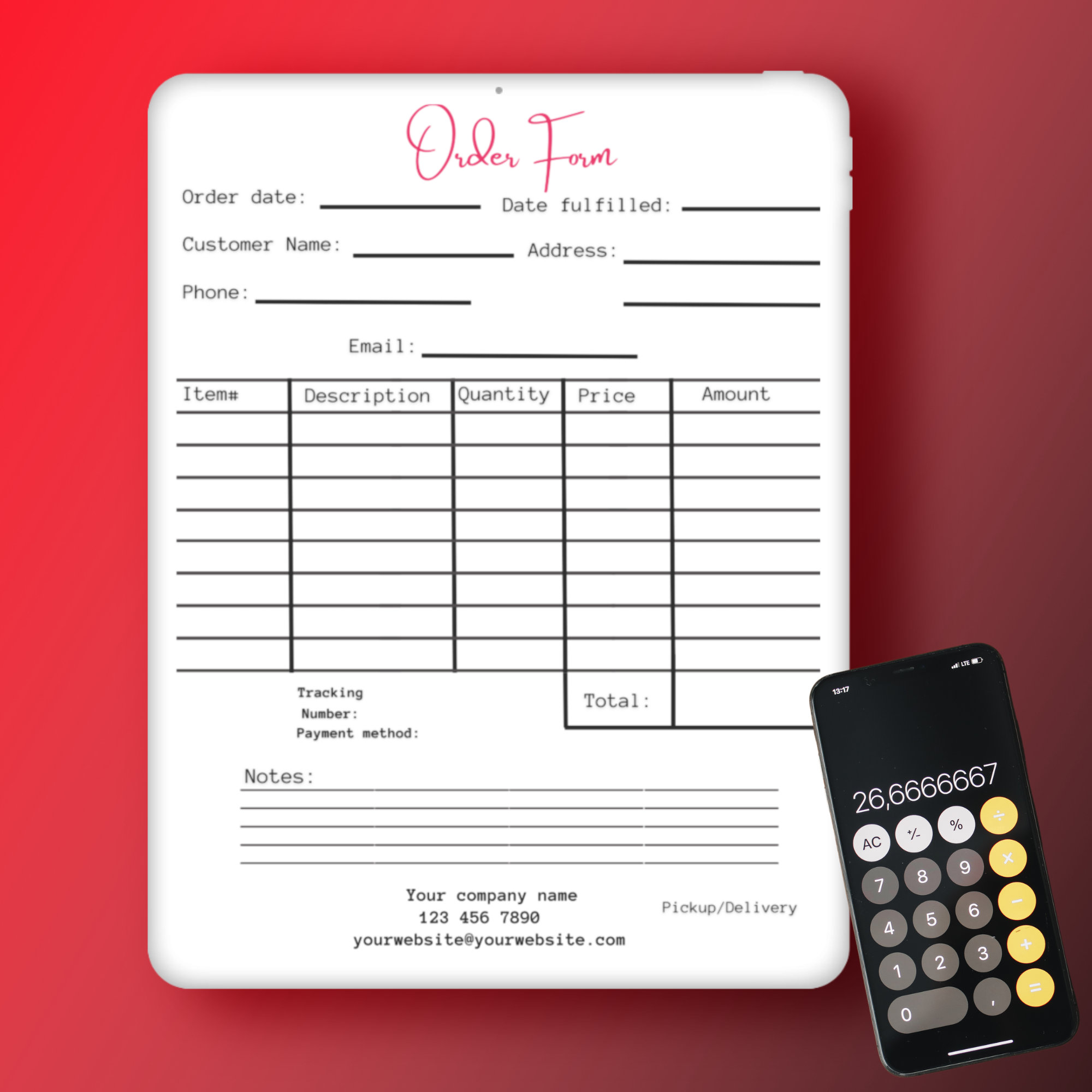 Business Order Form Editable Printable Template Canva PDF Download ...