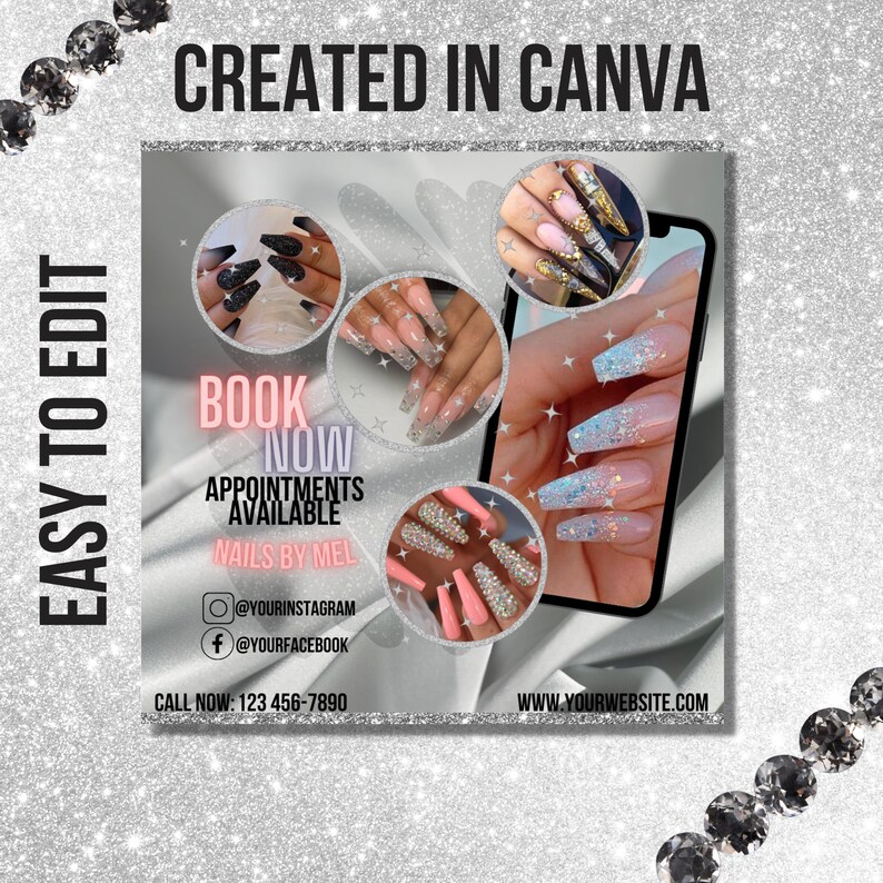 Nail Flyer, Small Business Flyer, Promotion, Sale, Nail Art, Nail ...