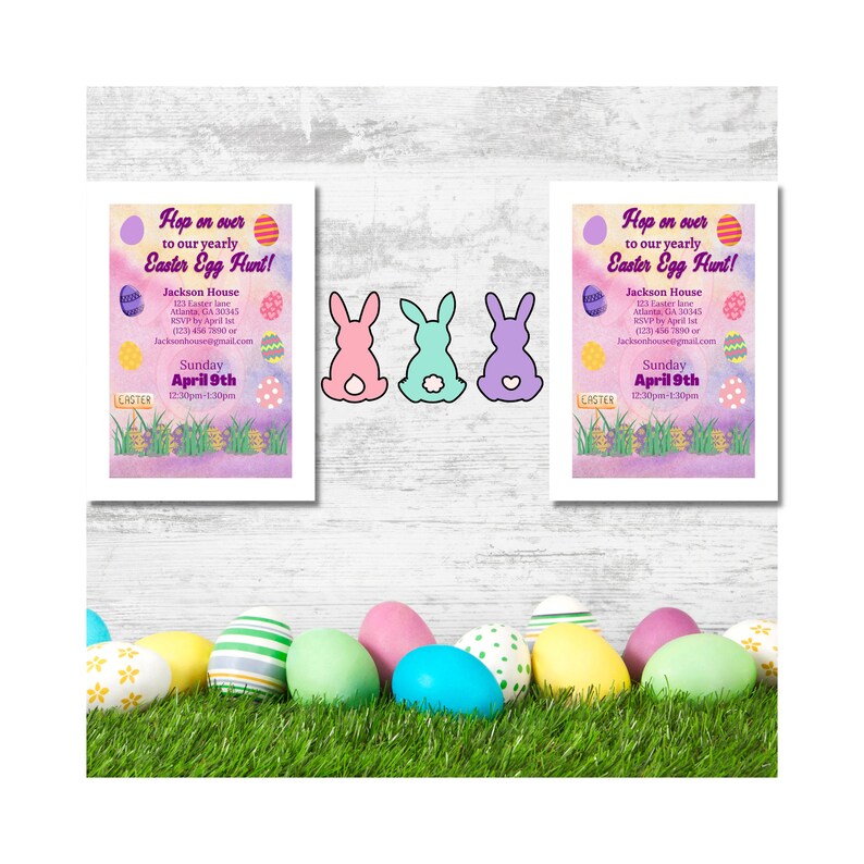 Easter Egg Hunt Party Invitation Flyer Easter Bunny Invite Editable ...