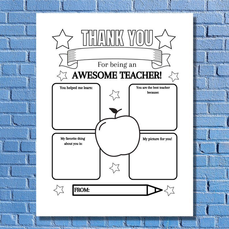 Teacher Appreciation Printable Coloring Page, End of the School Year ...