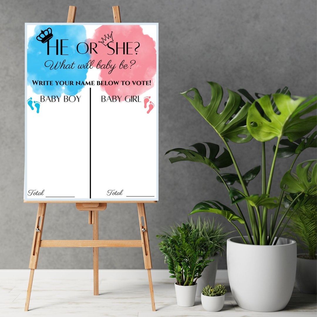 Gender Reveal Poster, Baby Boy or Baby Girl, Baby Announcement Poster ...