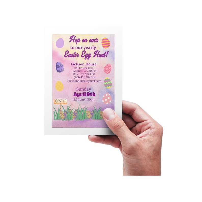 Easter Egg Hunt Party Invitation Flyer Easter Bunny Invite Editable ...