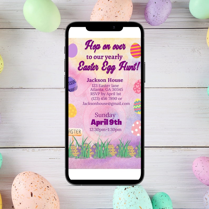 Easter Egg Hunt Party Invitation Flyer Easter Bunny Invite Editable ...