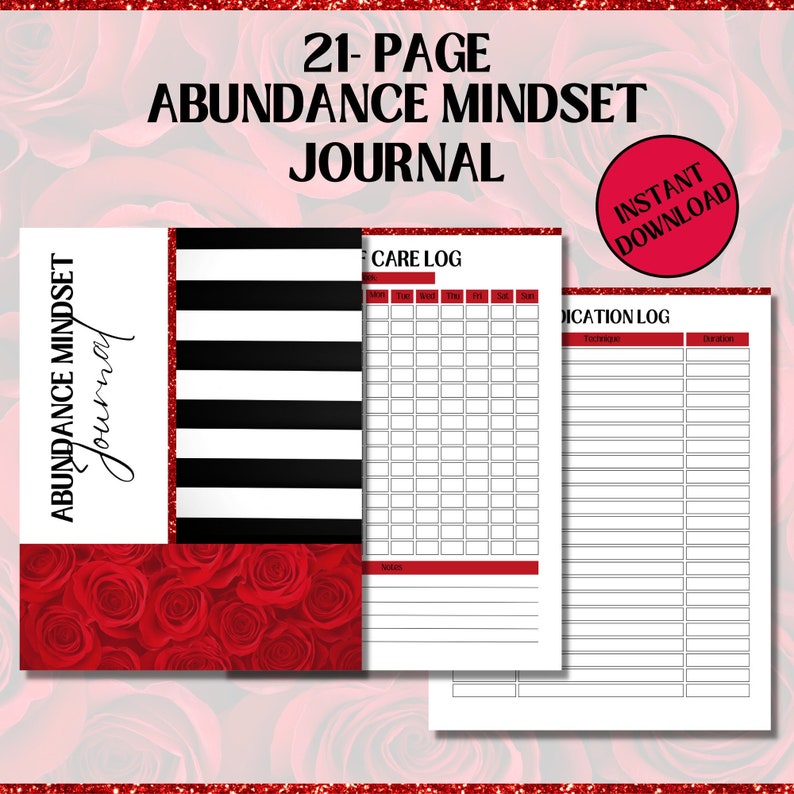 Abundance Mindset Journal, Printable, Instant Download, Self Care, Note ...