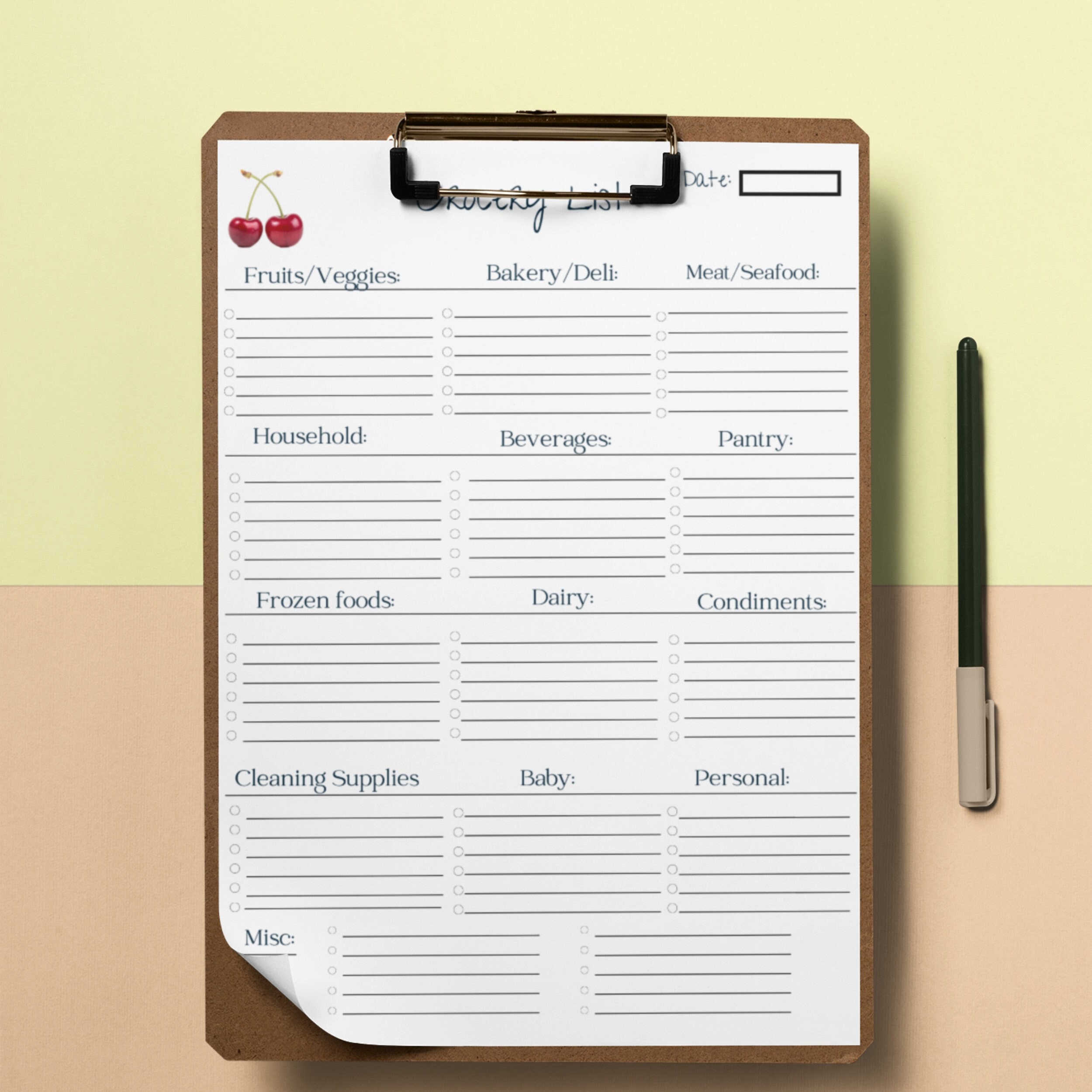 Printable Grocery Shopping List Instant Download Household Reminder ...