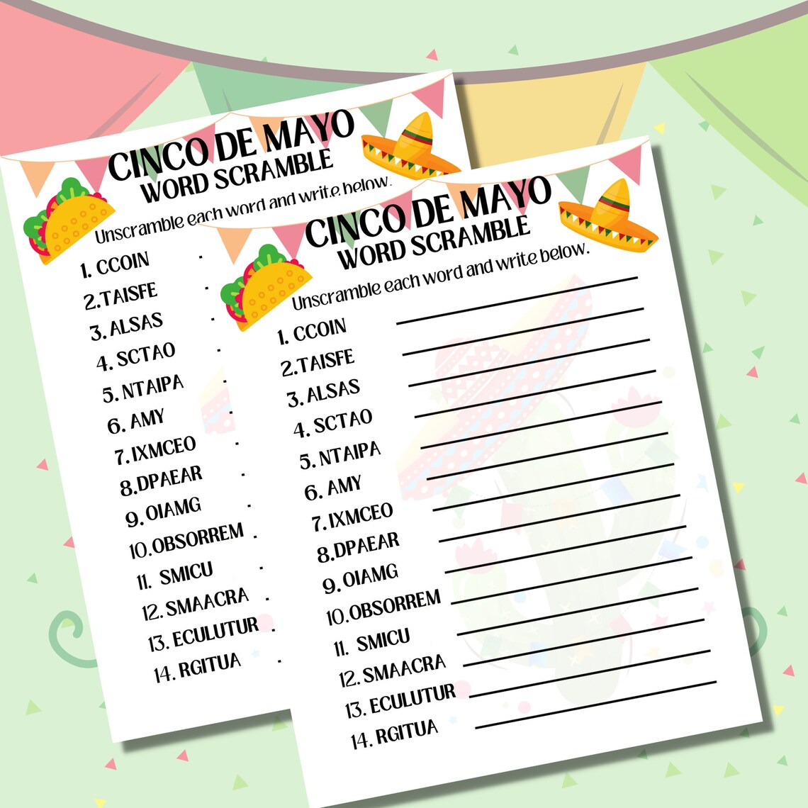 Cinco De Mayo Word Scramble, Activity Worksheet, Fun, Games, School ...