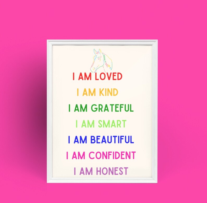 Daily Positive Affirmations Wall Art Kids/adults Nursery Bedroom Decor ...
