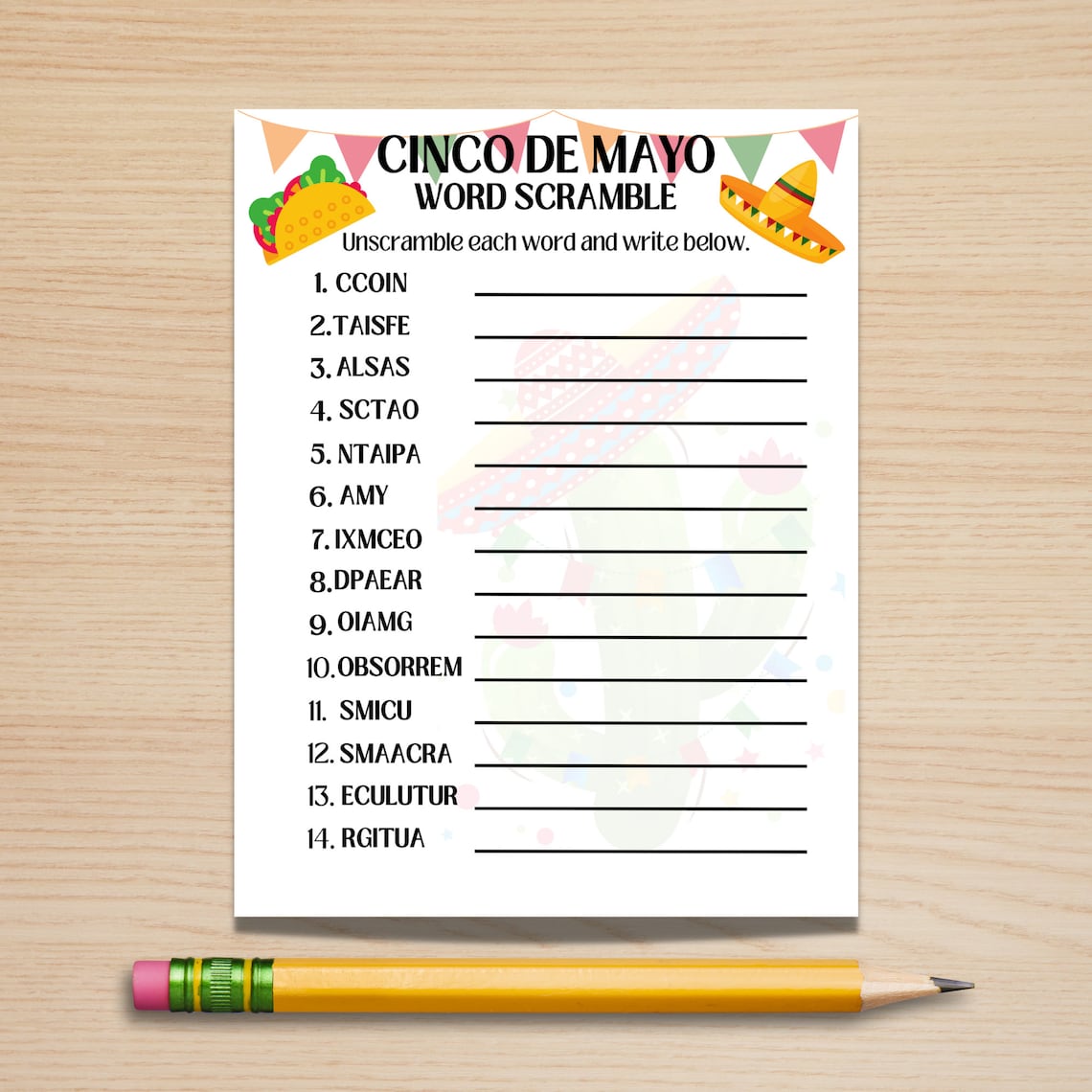 Cinco De Mayo Word Scramble, Activity Worksheet, Fun, Games, School ...