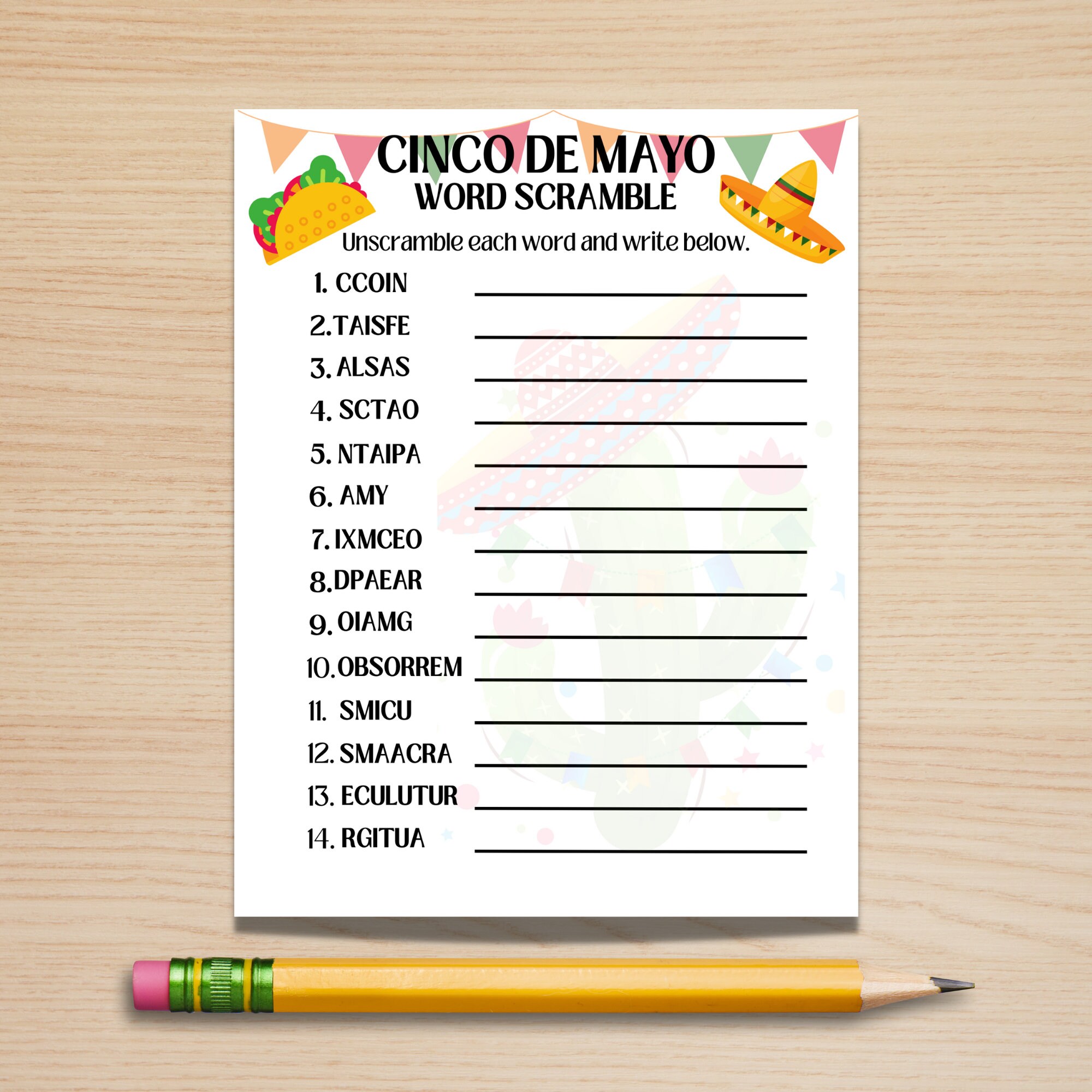 Cinco De Mayo Word Scramble, Activity Worksheet, Fun, Games, School ...