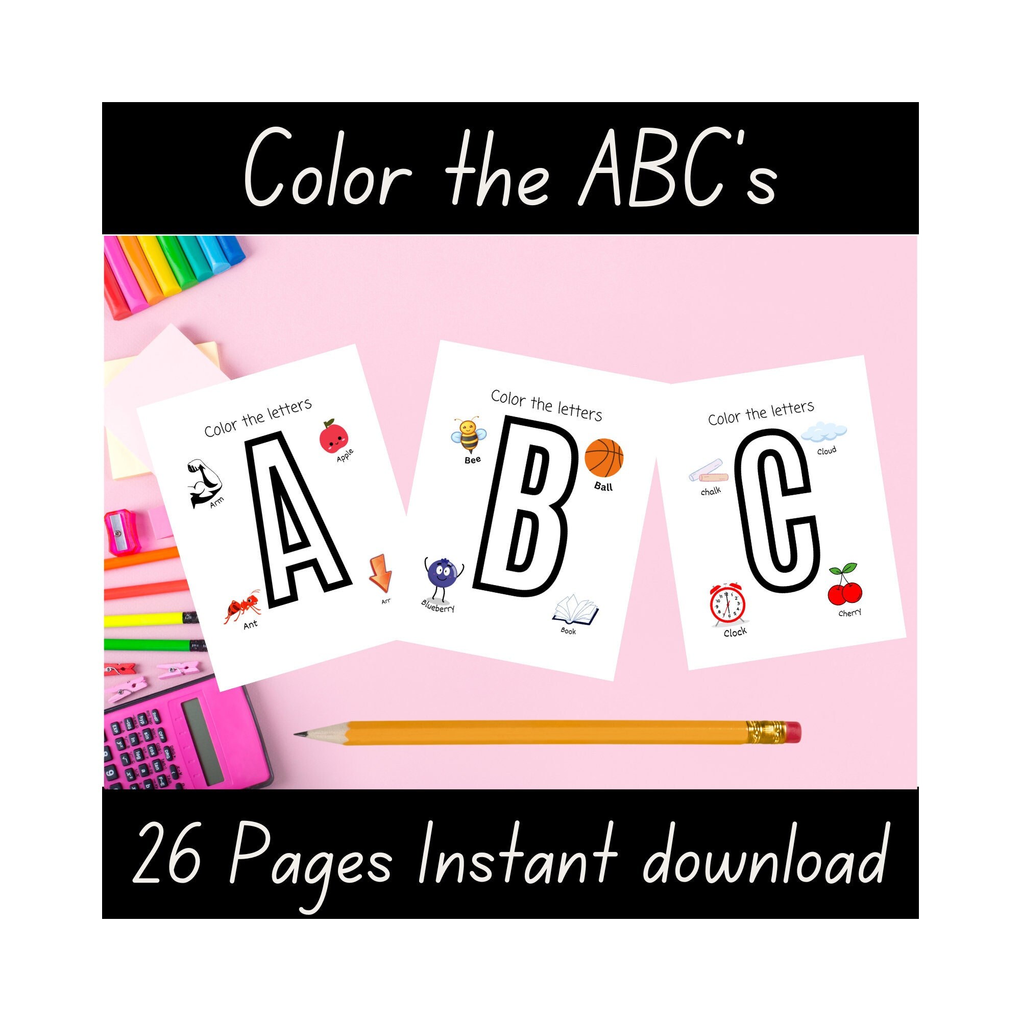 ABC Kids Worksheet Printable Teachers Homeschool Instant Download ...