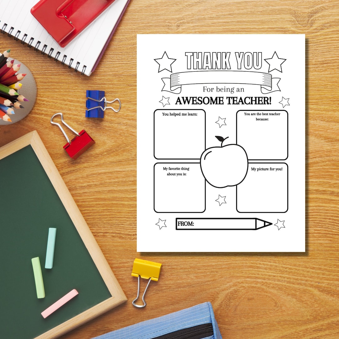Teacher Appreciation Printable Coloring Page, End of the School Year ...