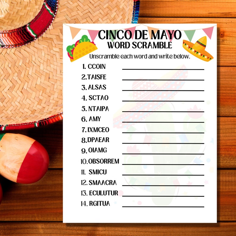 Cinco De Mayo Word Scramble, Activity Worksheet, Fun, Games, School ...