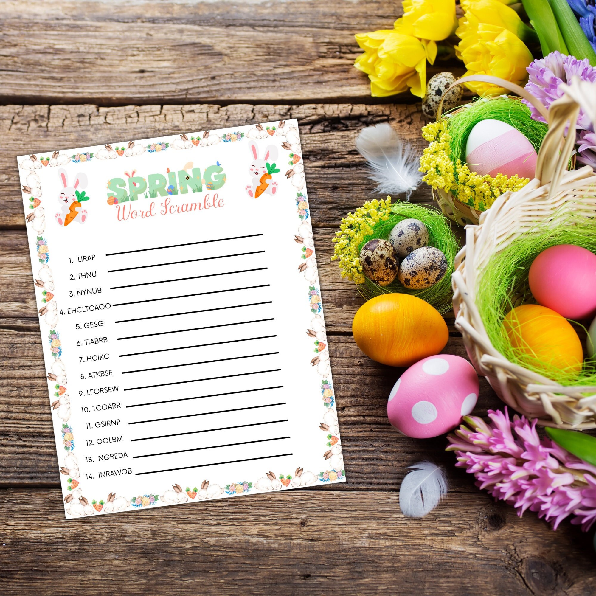 Spring Easter Word Scramble/ Answer Key Bunny Rabbits Teacher ...