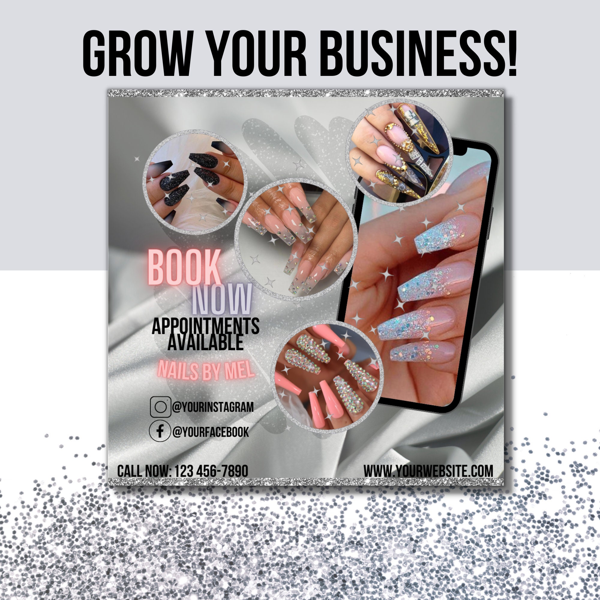 Nail Flyer, Small Business Flyer, Promotion, Sale, Nail Art, Nail ...