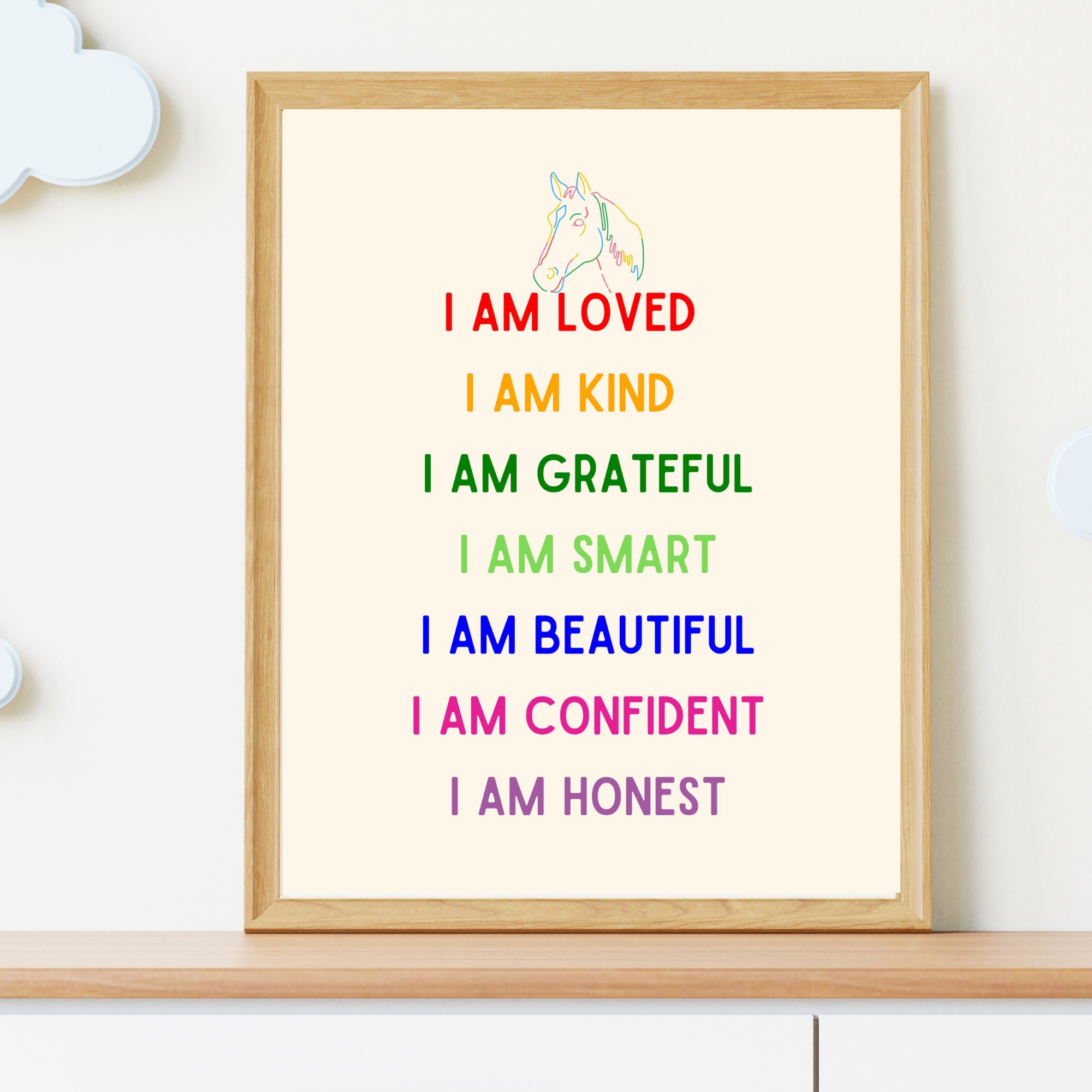Daily Positive Affirmations Wall Art Kids/adults Nursery Bedroom Decor ...