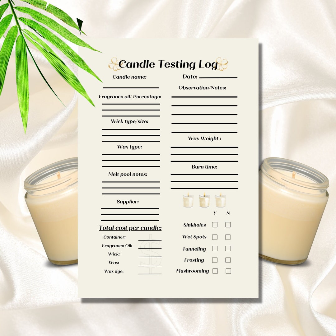 Candle Testing Log I Candle Notes I Instant Download I Candle Making I ...