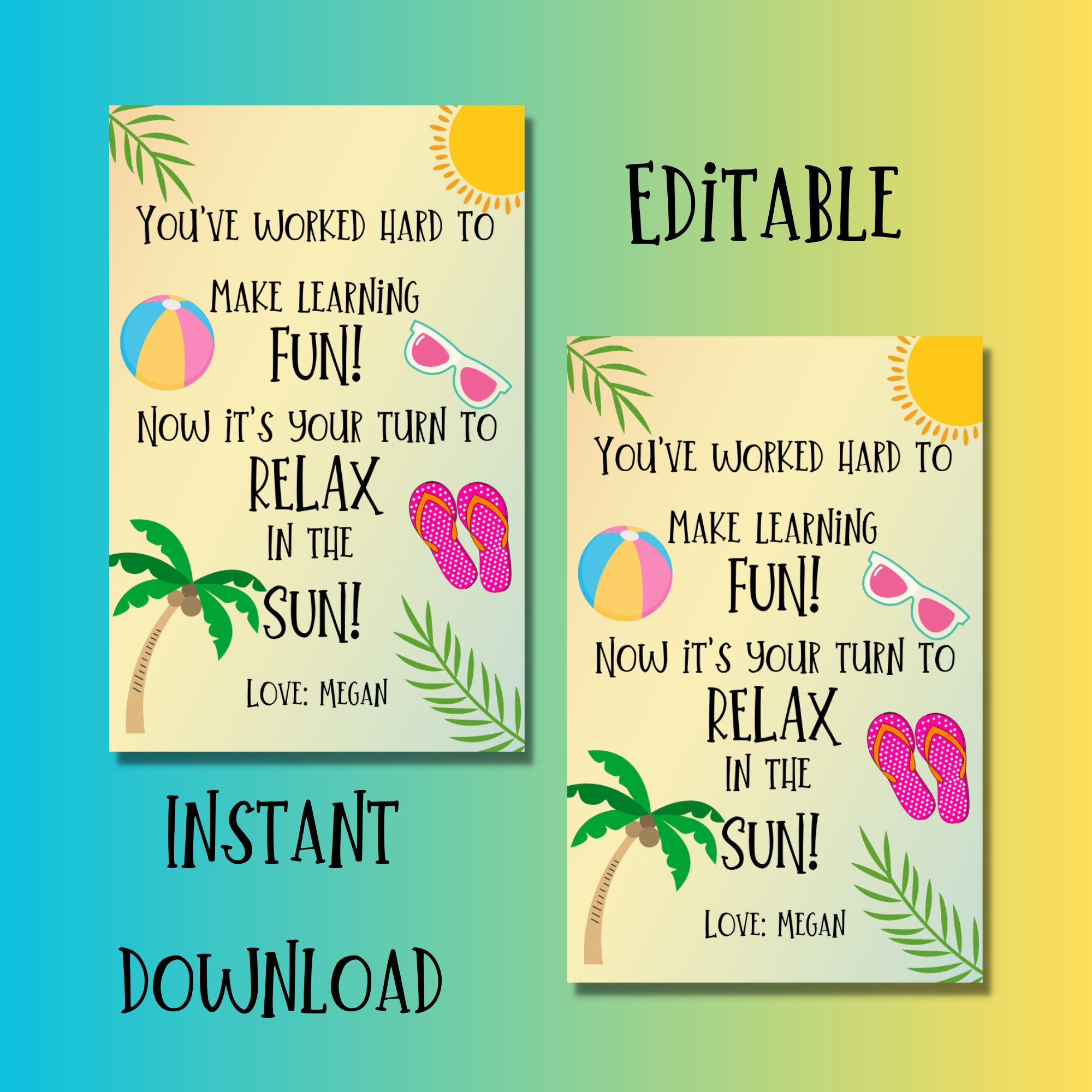 Editable End of the Year Teacher Gift Tag, Summer, Printable, Canva ...