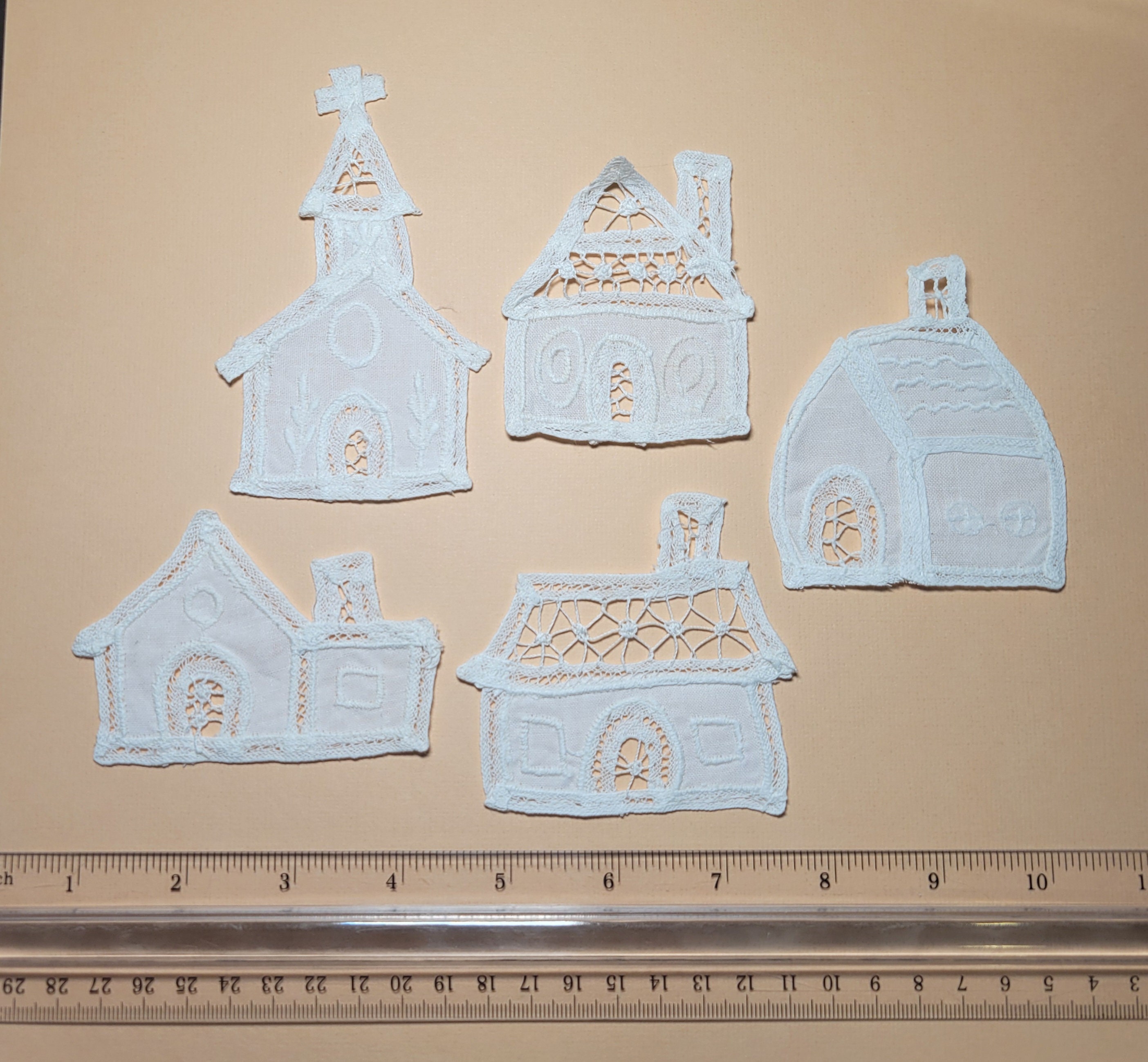 Battenburg Lace Village House Appliques White Primitive Style Lace ...