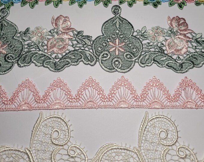 Floral Venice Lace, Embroidered Flower Trim, Embroidered Lace, Floral ...