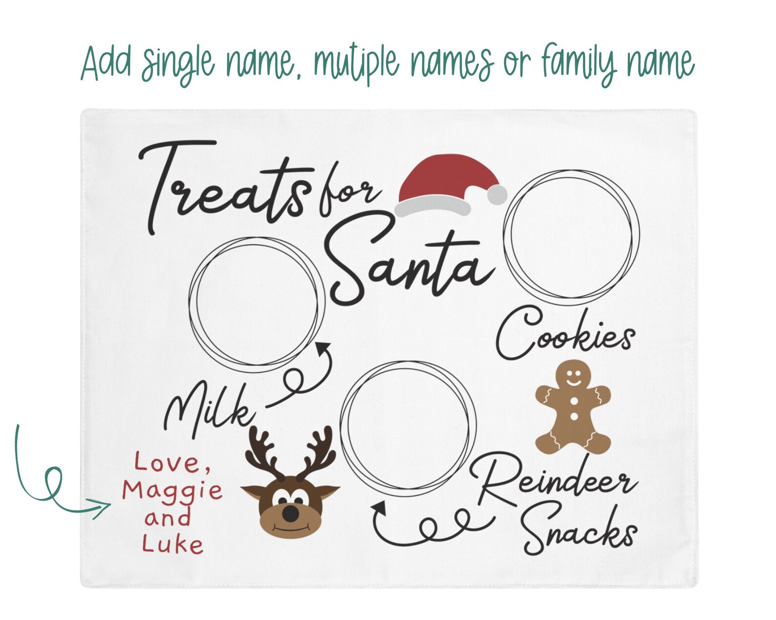 Christmas Placemat for Santa, Cookies for Santa, Santa Cookie Placemat ...
