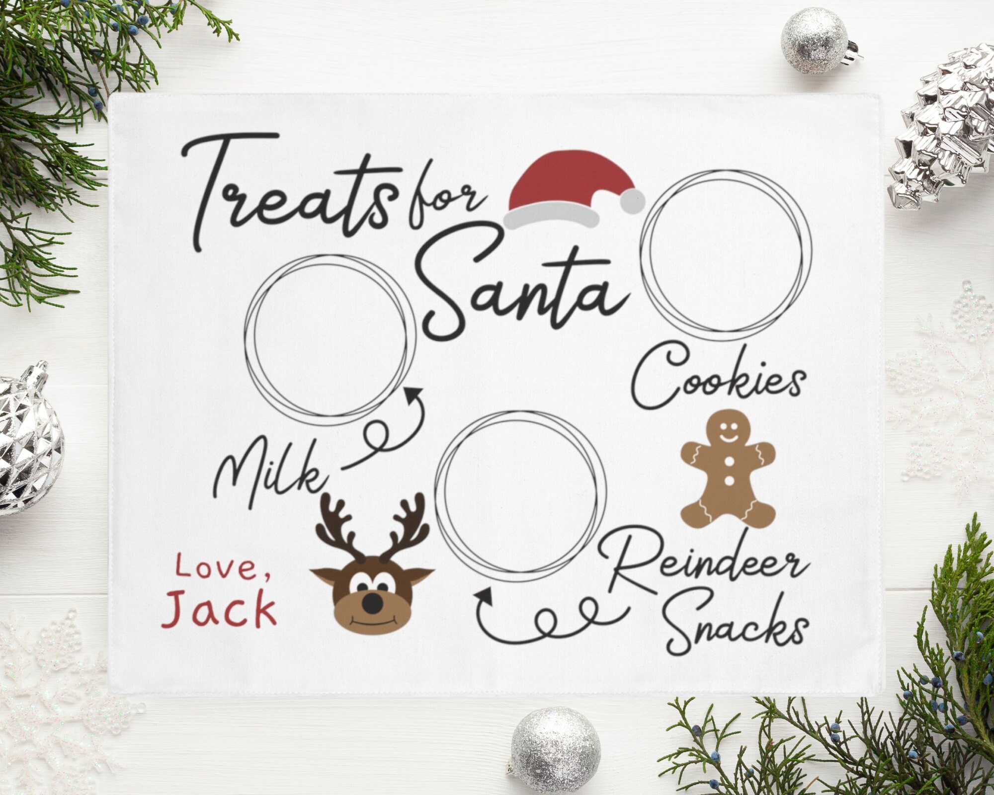 Christmas Placemat for Santa, Cookies for Santa, Santa Cookie Placemat ...