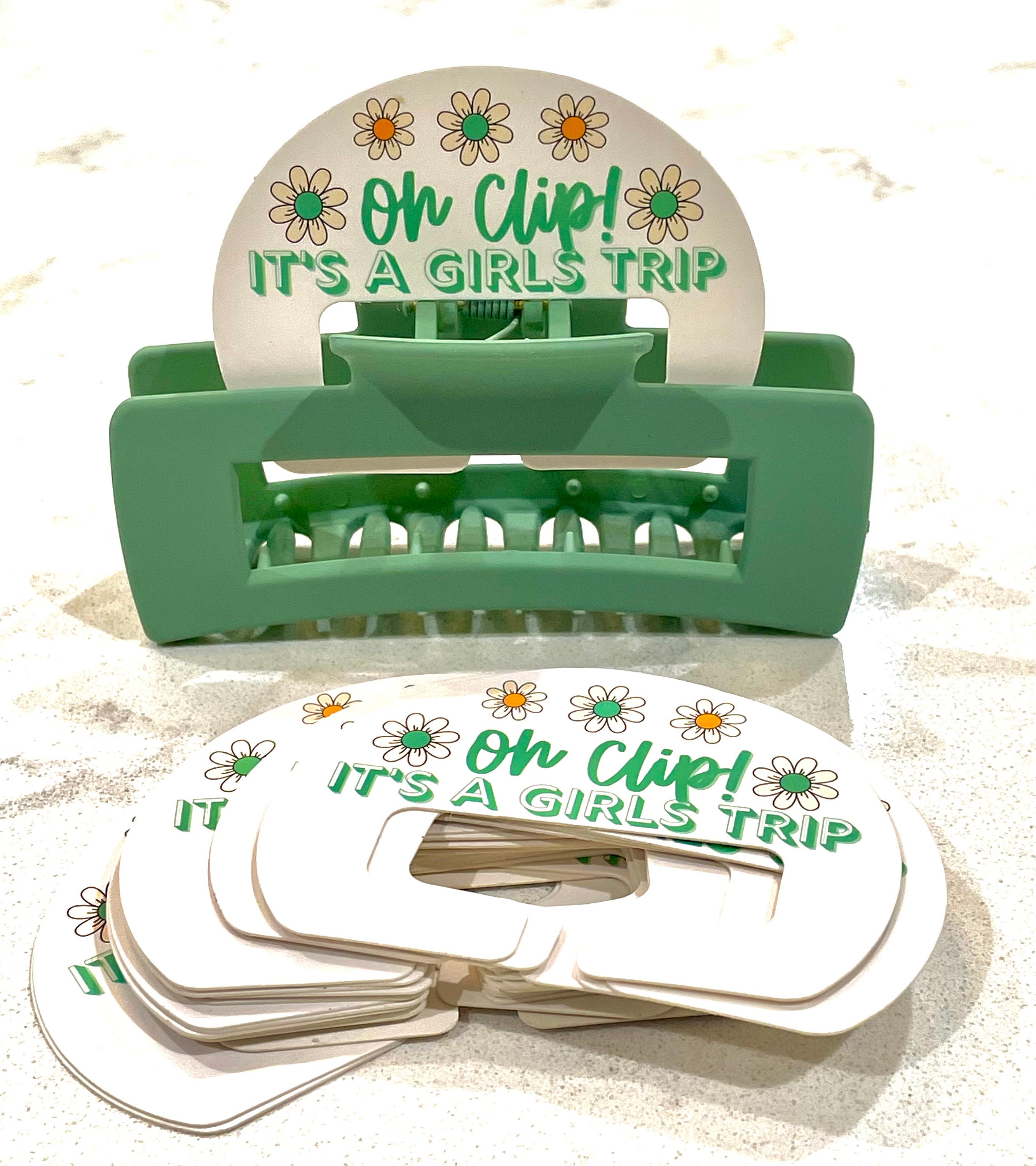 Girls Trip Gift, Hair Clip Favor Cards, Personalized Claw Clip, Custom ...