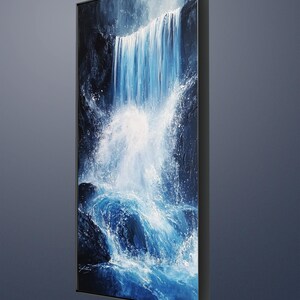 Handmade Waterfall Painting on Canvas: Modern Abstract Nature Art - Etsy
