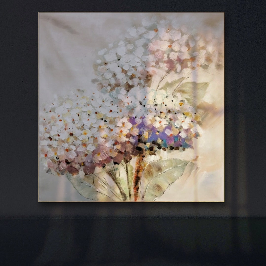 Floral Hand Painted Original Oil Canvas, Abstract Blossoms, Textured ...