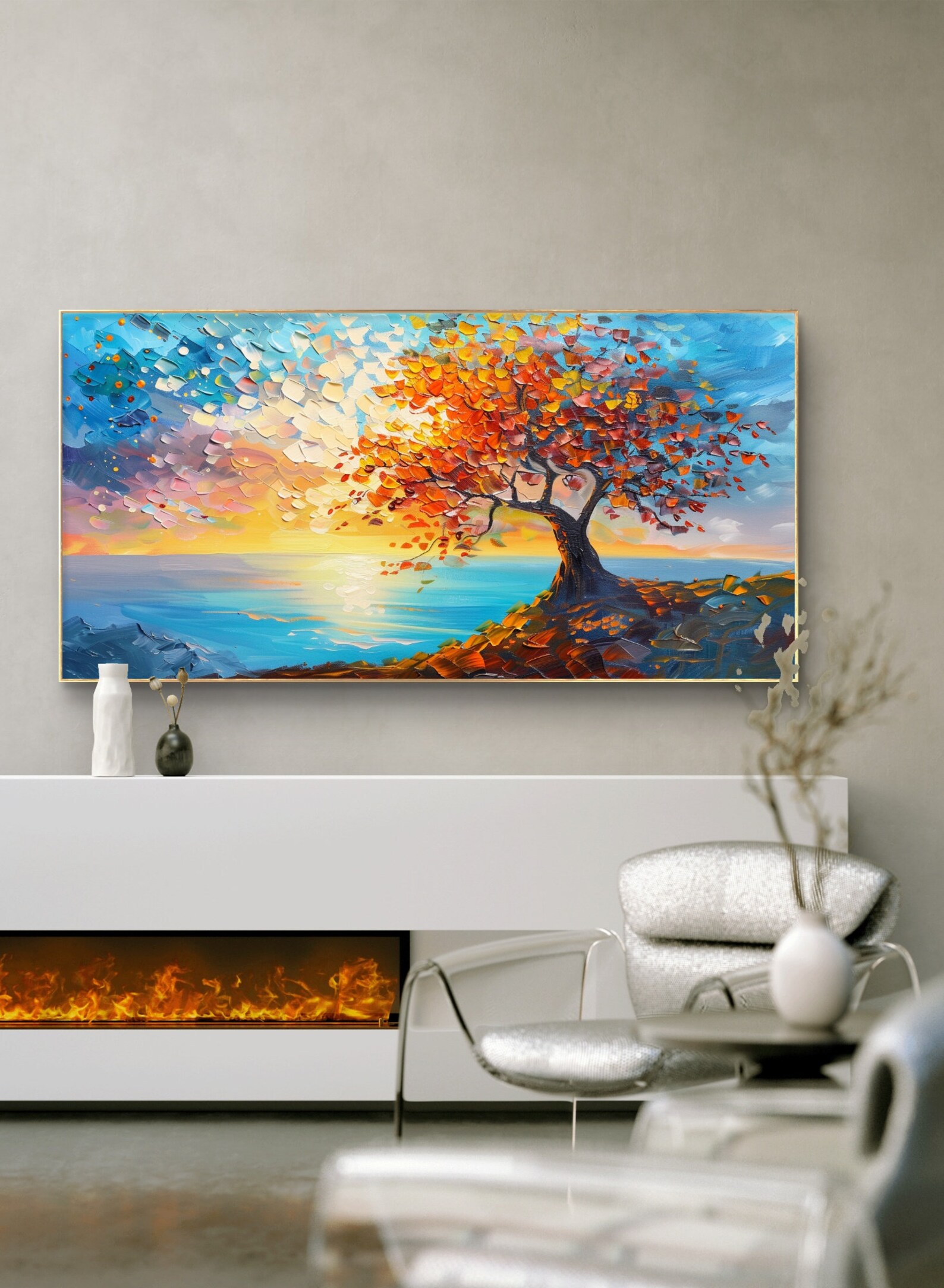 Vibrant Tree of Positive Energy Painting Large Handmade Abstract Art ...