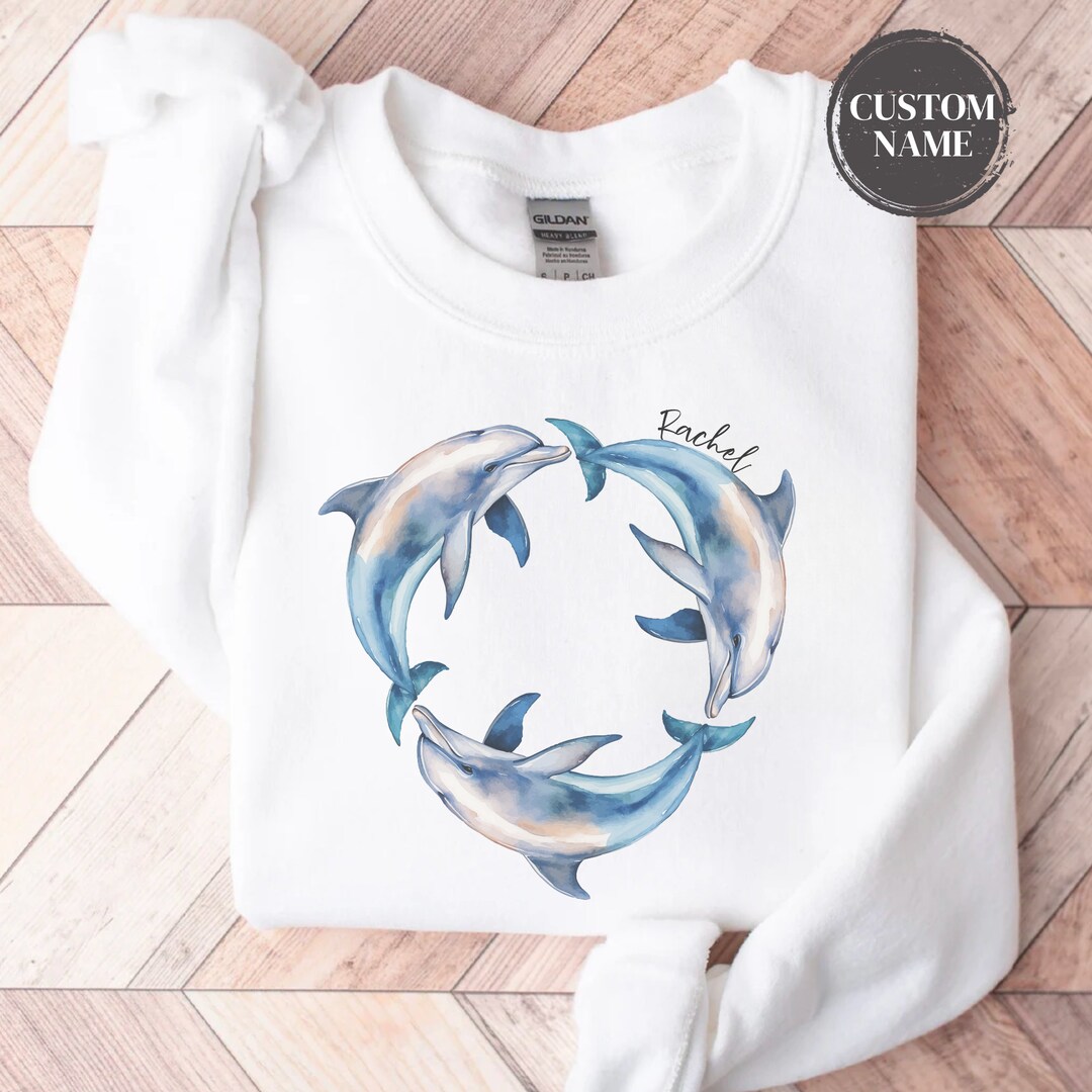 Personalized Dolphin Sweatshirt Custom Dolphin Crewneck Dolphin Gifts ...