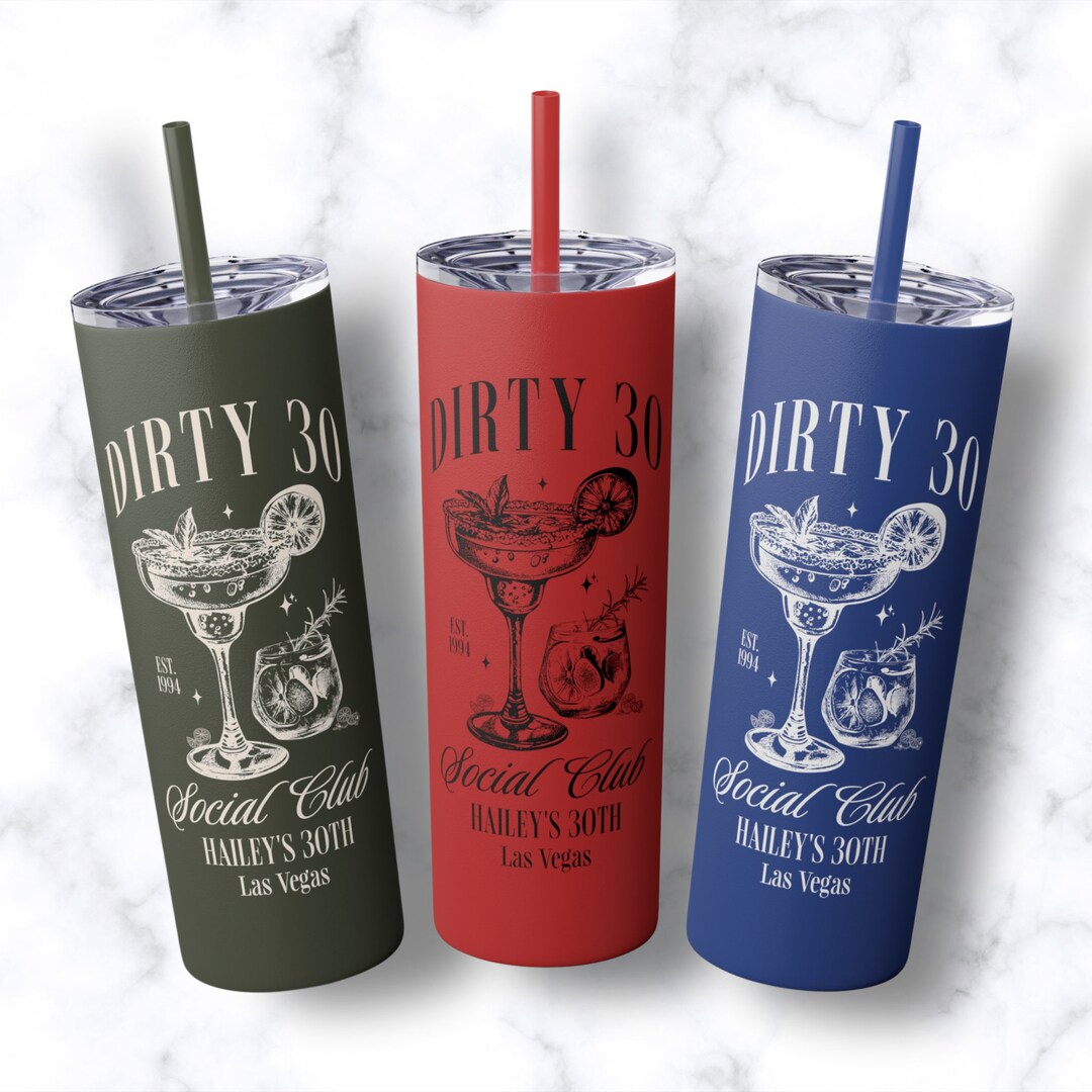 Personalized Dirty 30 Tumbler 30th Birthday Gift Custom Cocktail Social ...