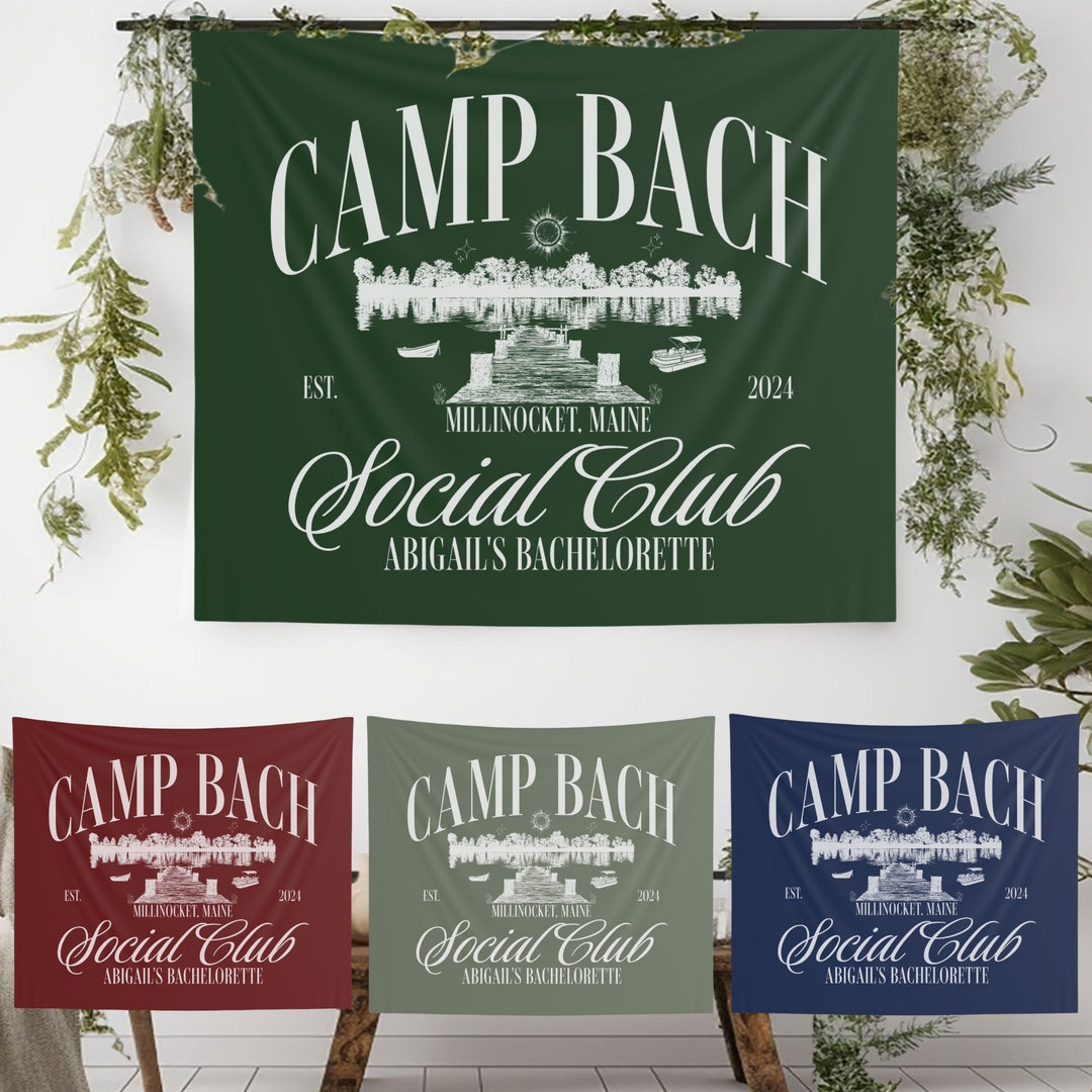 Camp Bachelorette Decor Custom Camp Bach Banner Camping Bachelorette ...