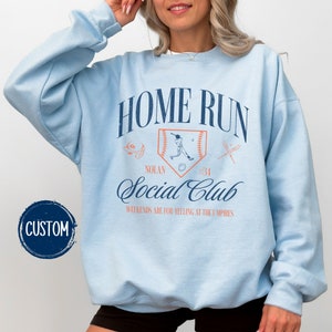 Personalized Home Run Baseball Social Club Sweatshirt Custom Baseball ...