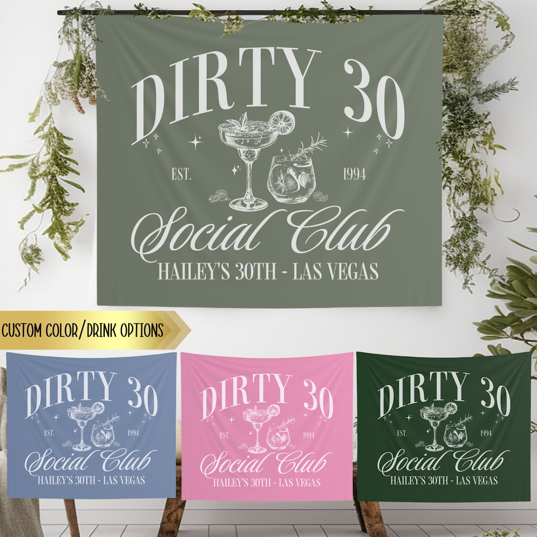 Personalized Dirty 30 Birthday Banner Custom Tapestry 30th Birthday ...