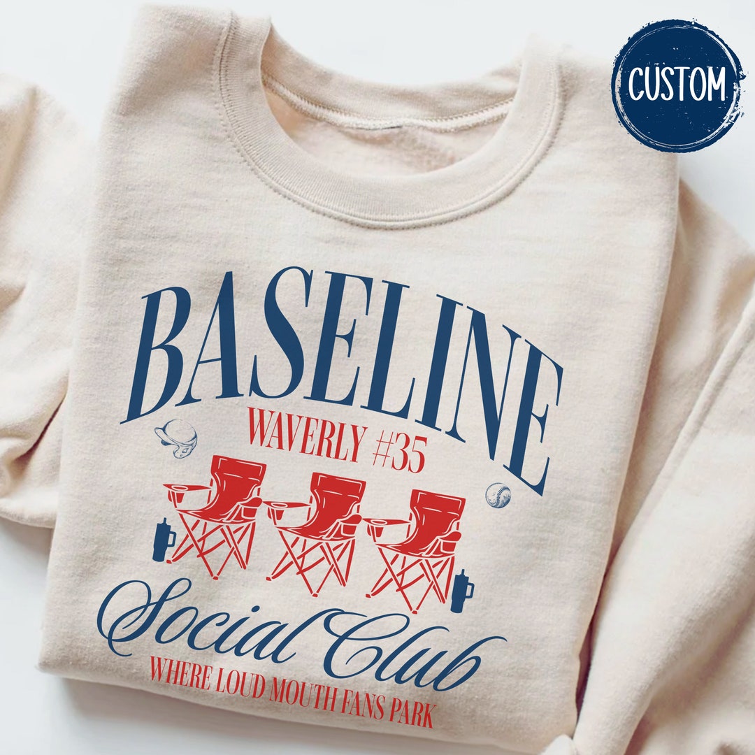 Custom Baseline Social Club Baseball Crewneck Sweatshirt Personalized ...