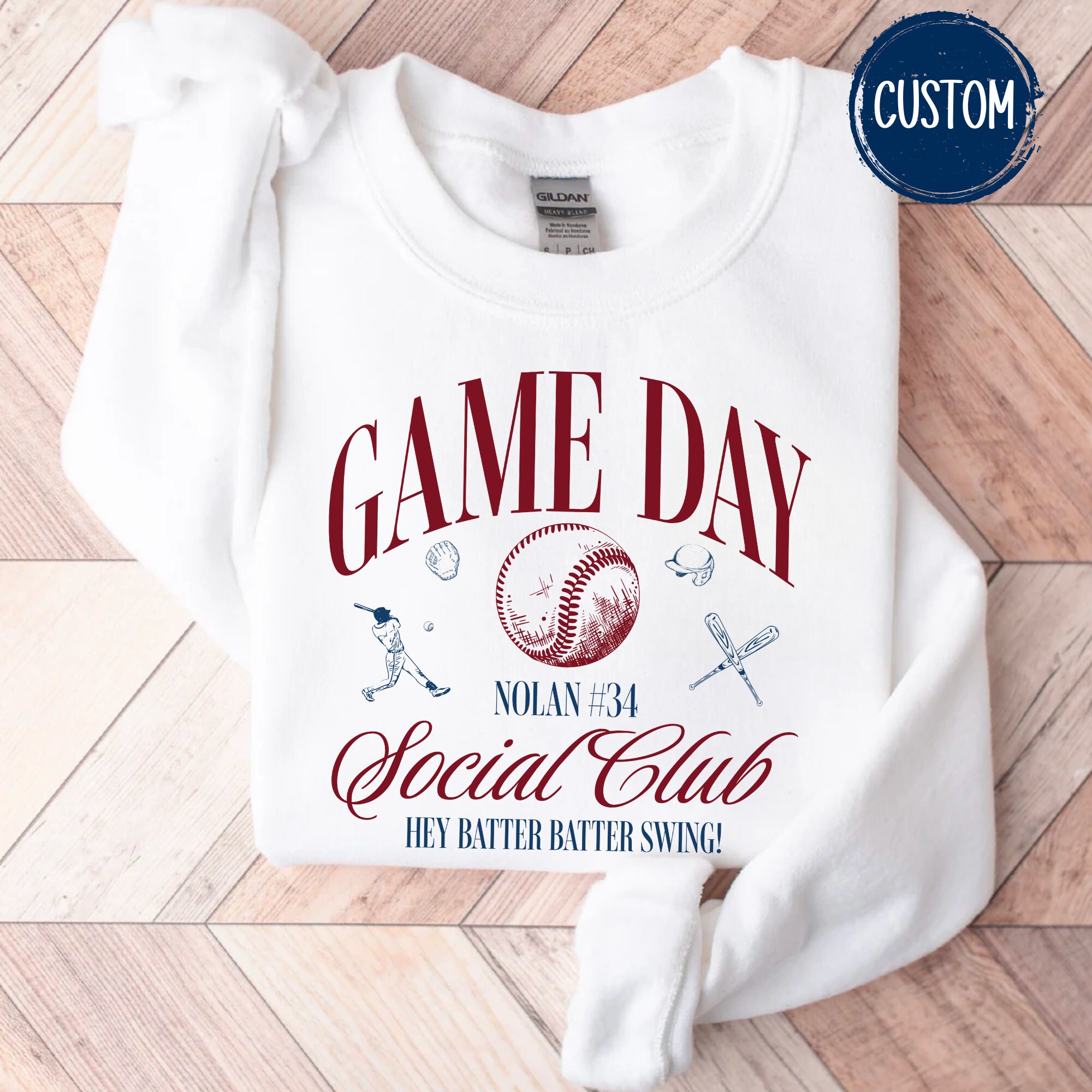 Custom Outfield Baseball Social Club Crewneck Sweatshirt Personalized ...
