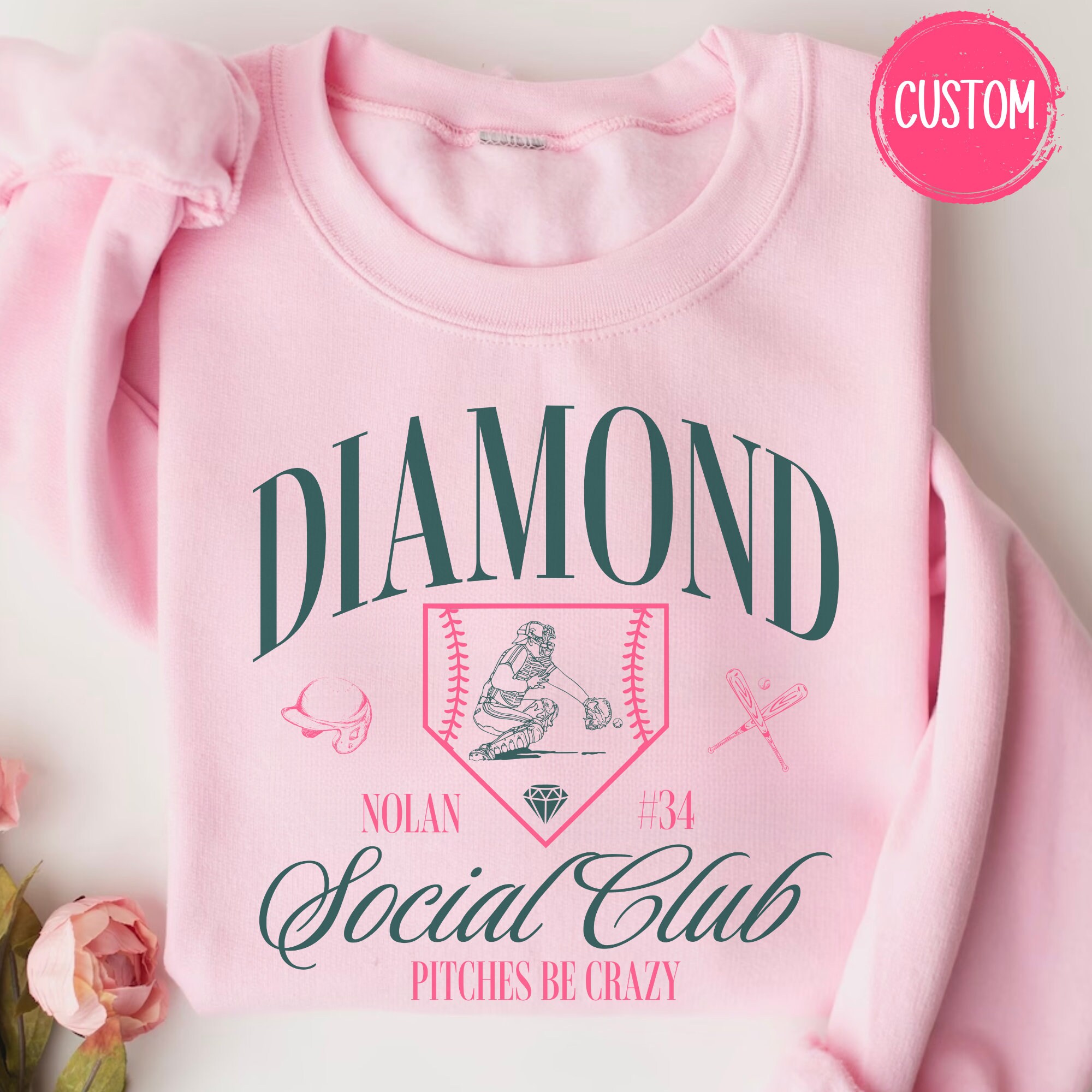Custom Baseline Social Club Baseball Crewneck Sweatshirt Personalized ...