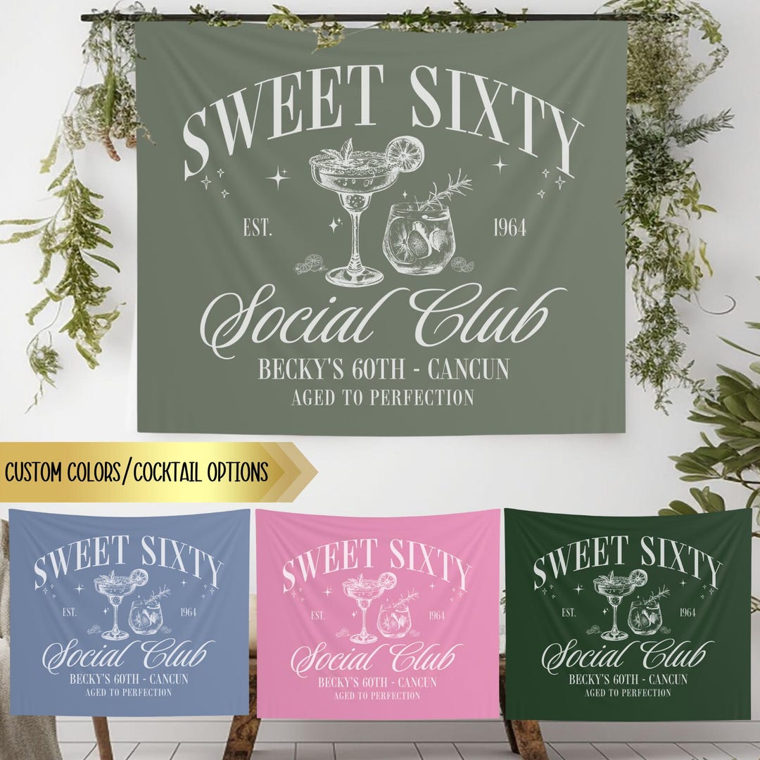 60th Birthday Decoration 60th Birthday Sign Custom Tapestry 60th ...