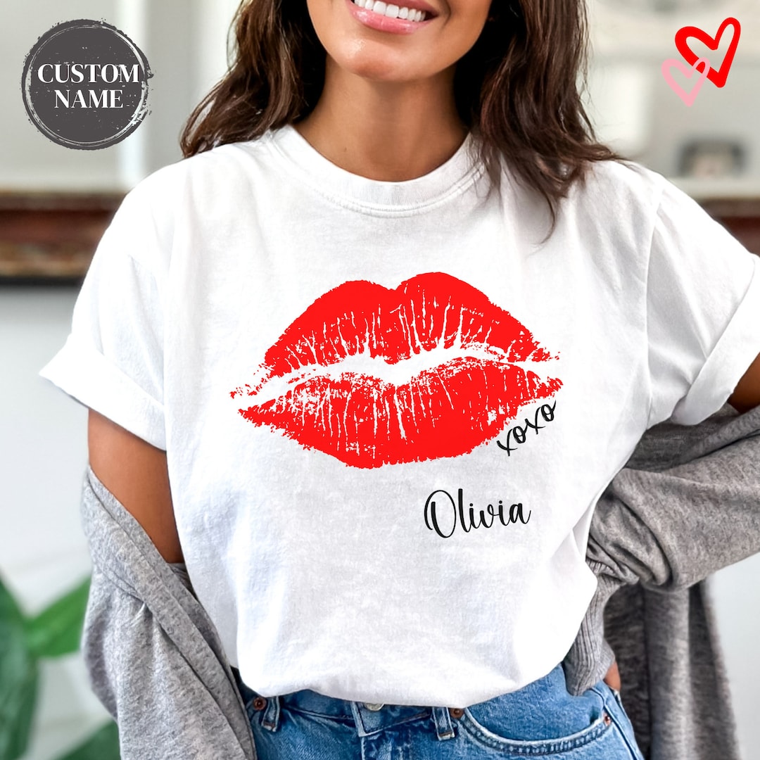 Personalized Red Lips T Shirt XOXO Shirt Kiss Me Shirt XOXO Valentines ...