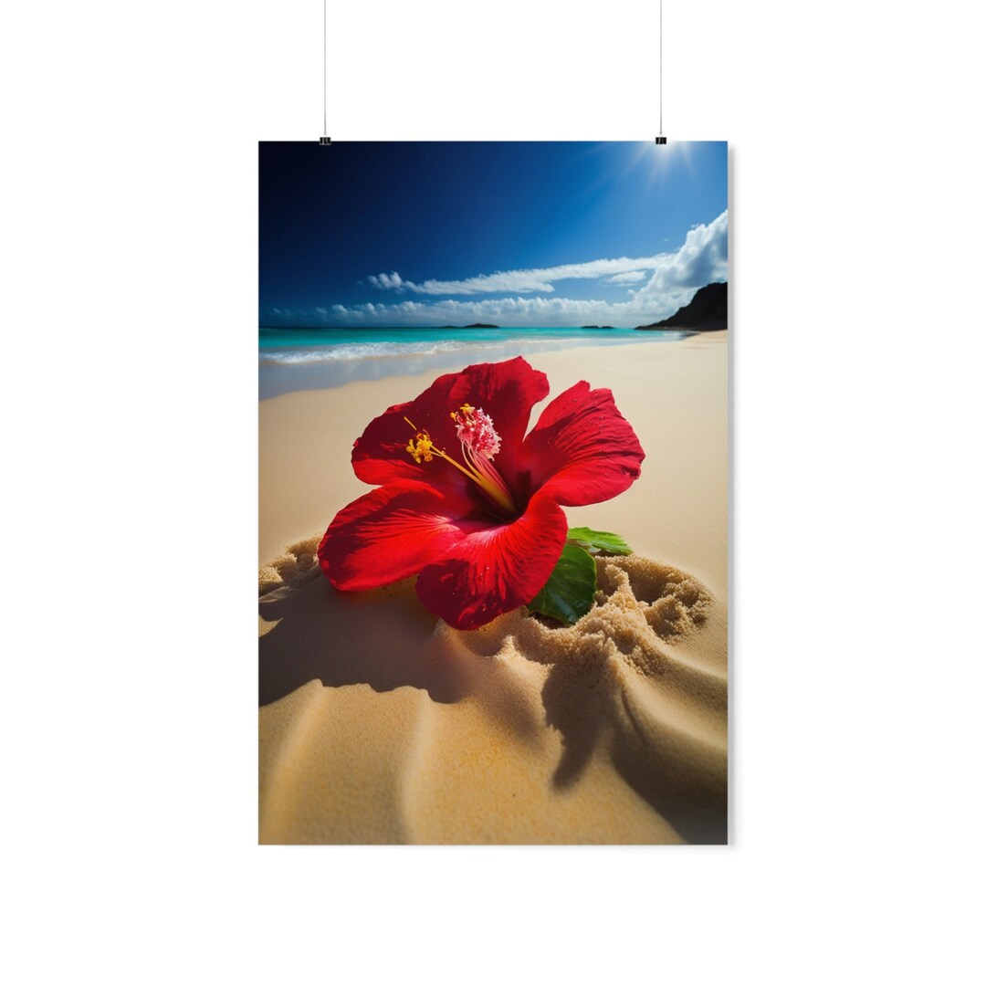 Hibiscus Flower, Beach, Hawaii Print, Hawaii Art, Hawaii Beach, Ocean ...