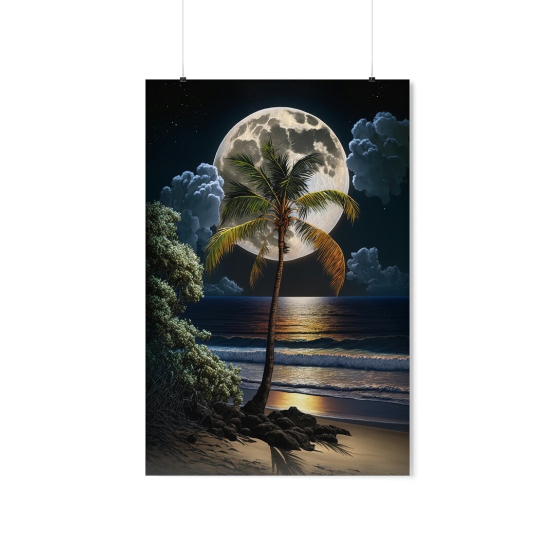 Moon Over Maui, Hawaii Print, Maui, Hawaii Art, Hawaii Beach, Ocean ...