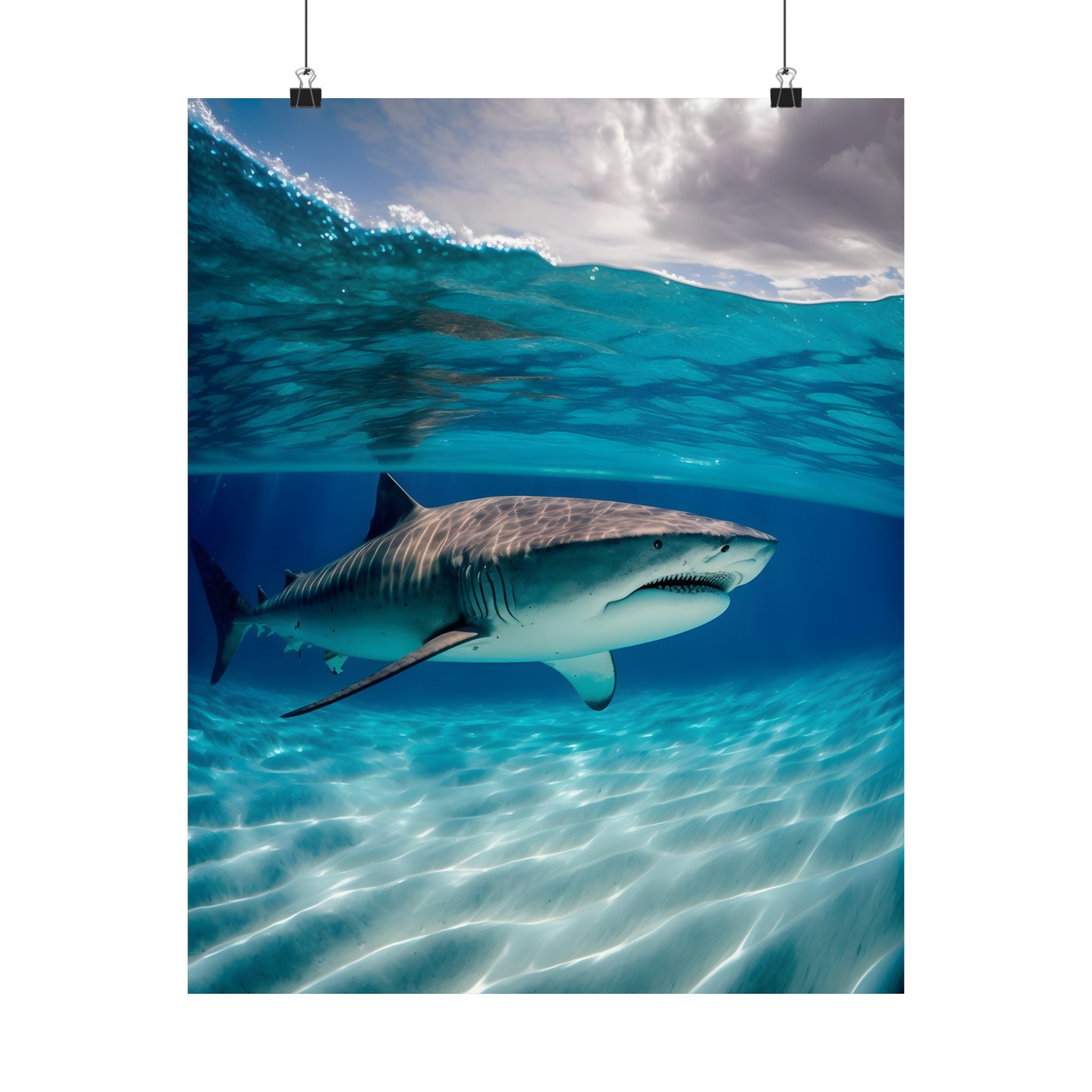 Tiger Shark, Hawaii Print, Maui, Hawaii Art, Hawaii Beach, Ocean Scene ...