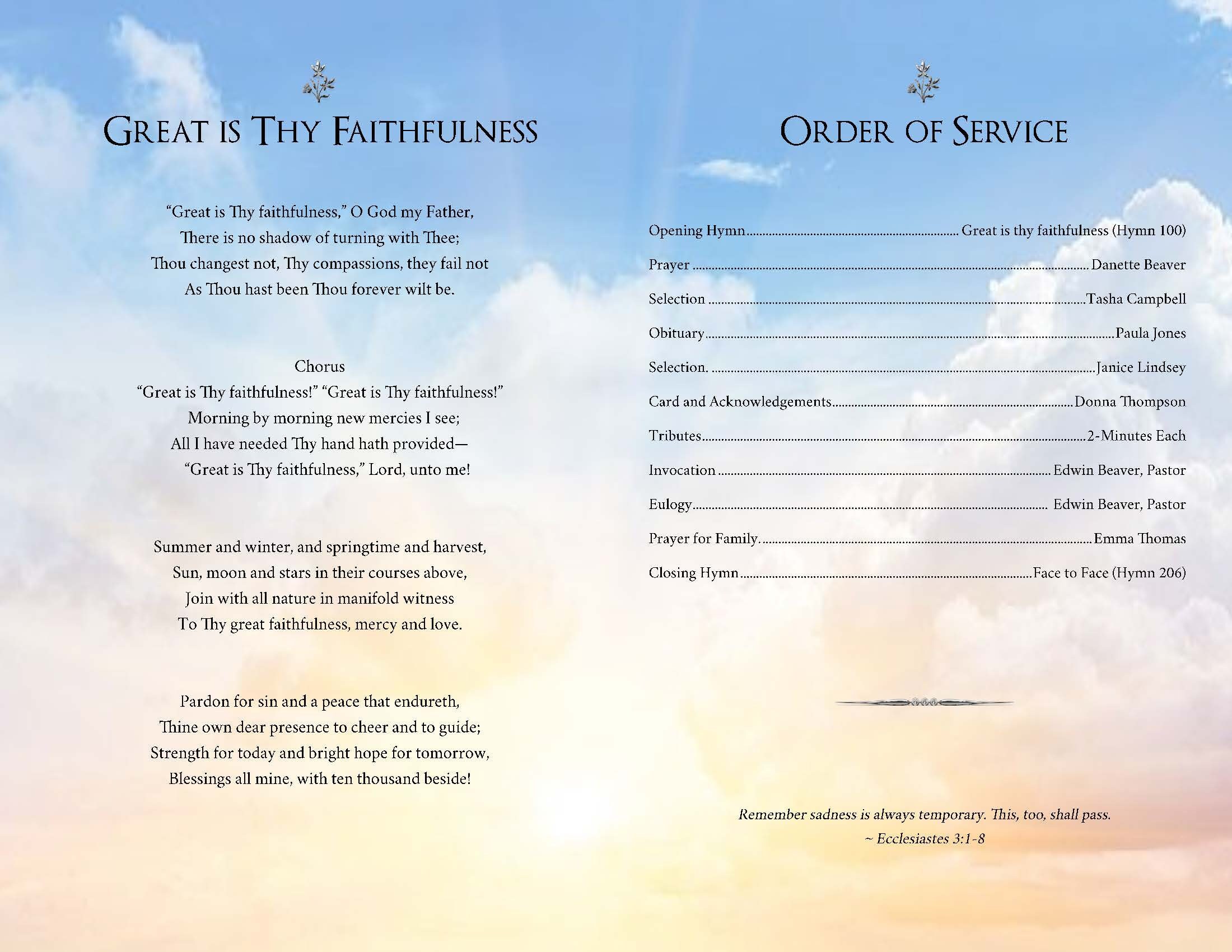 Sunset Funeral Program - Etsy