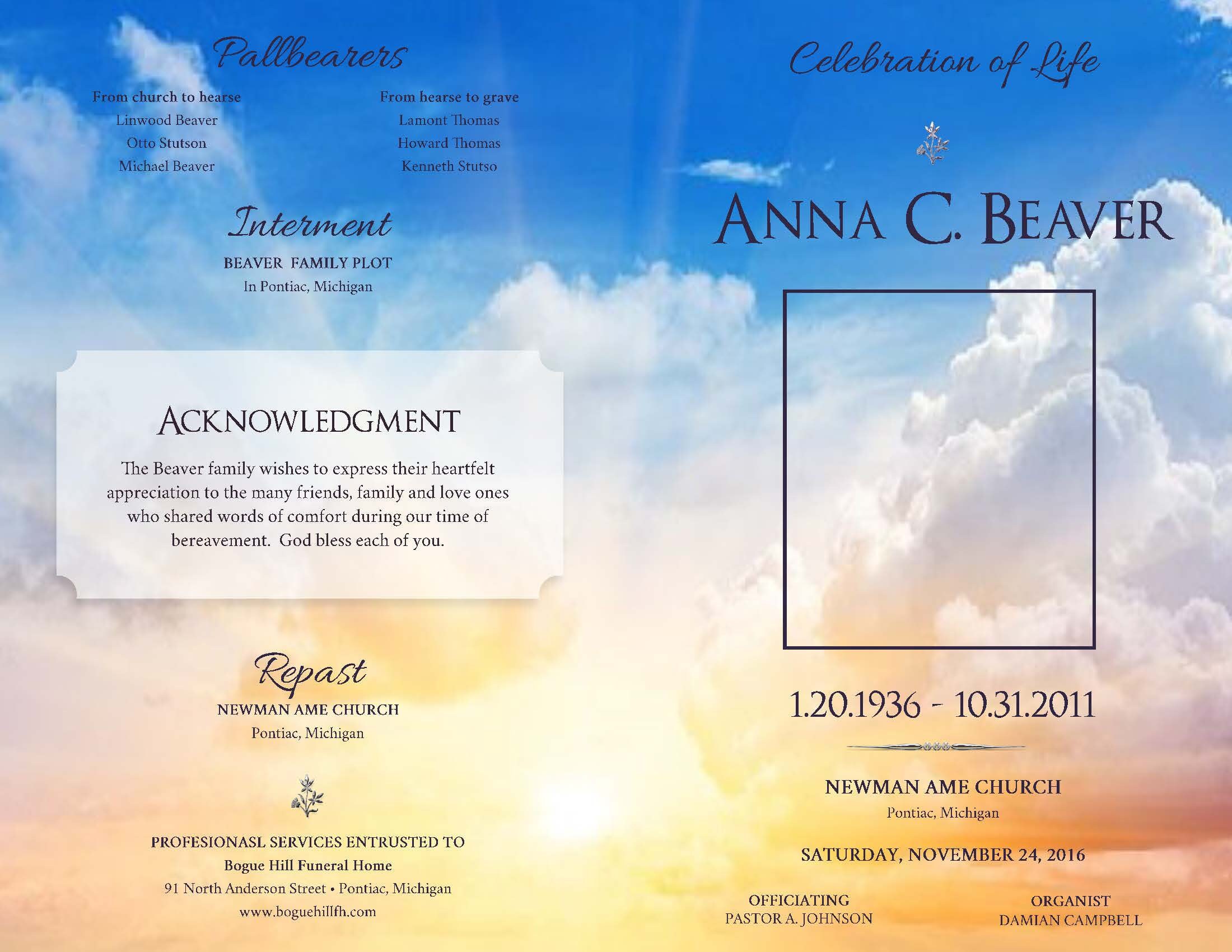 Sunset Funeral Program - Etsy