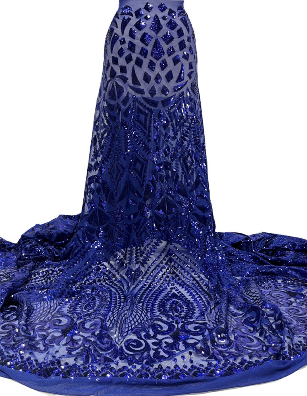 Royal Blue Stretch Sequin Fabric/stretch Sequins/ Royal Blue Sequin ...