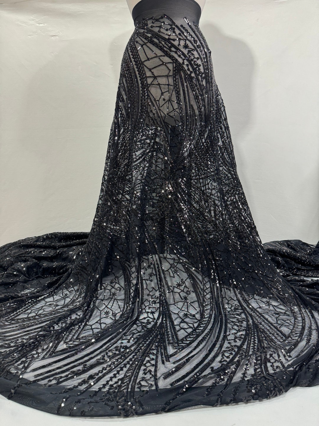 Black Stretch Sequin Fabric/sequin Fabric/sequin for Prom, Wedding ...
