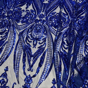 Royal Blue Stretch Sequin Fabric/ Stretch Sequins/ Royal Blue Sequin ...